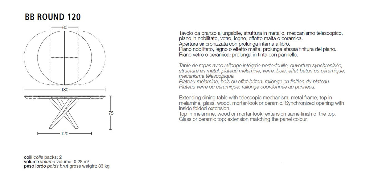 4X4 extendable dining table by ozzio | Bonbon Compact Living